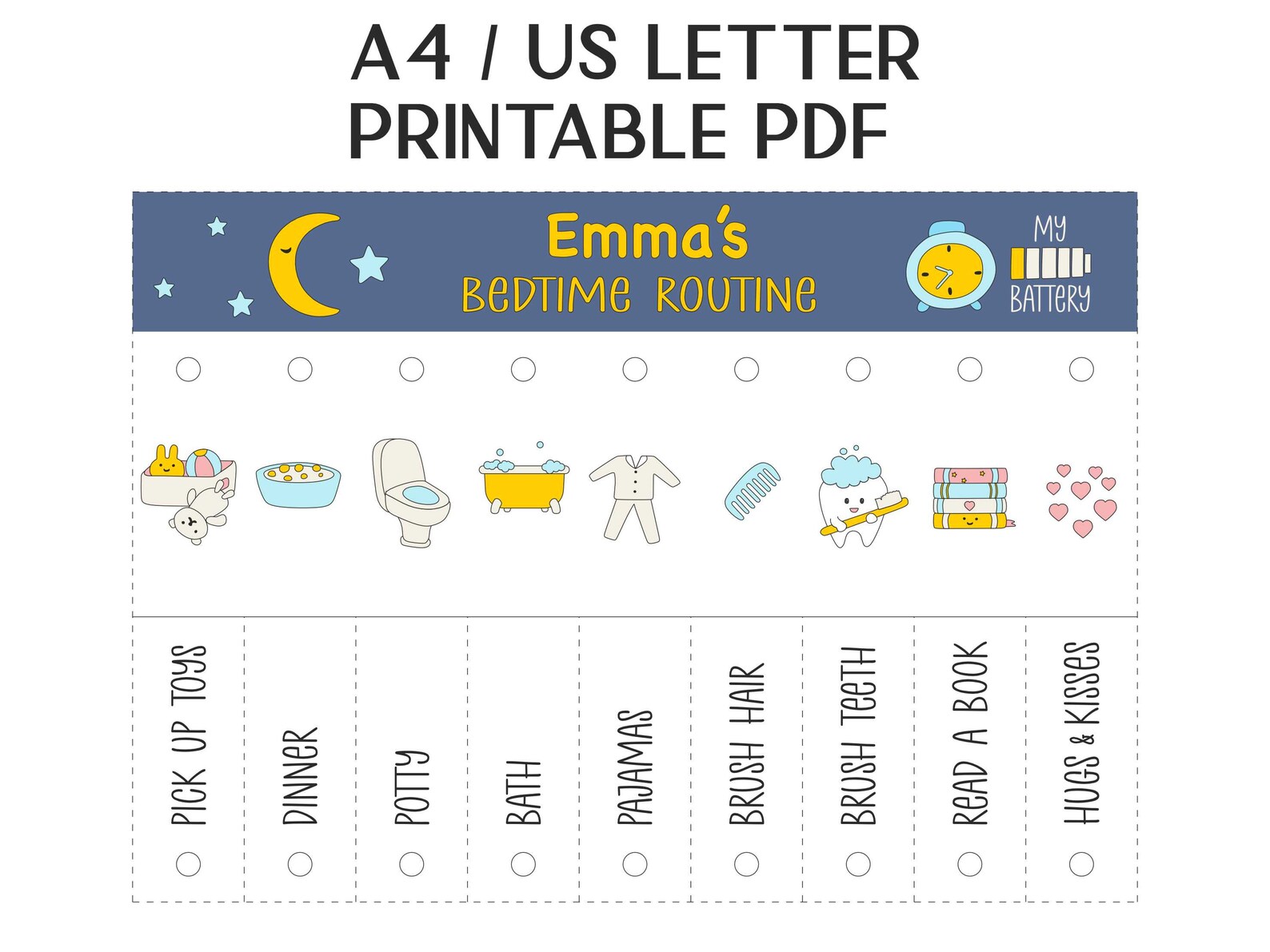 Bedtime Routine Chart for Toddler Kids Routine Chart - Etsy