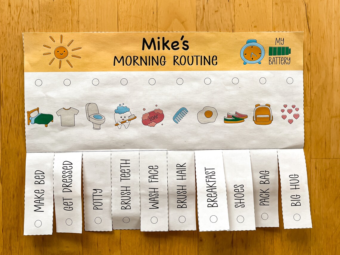 CUSTOMIZED Morning Routine Chart PDF Chore Chart for Kids Toddler ...