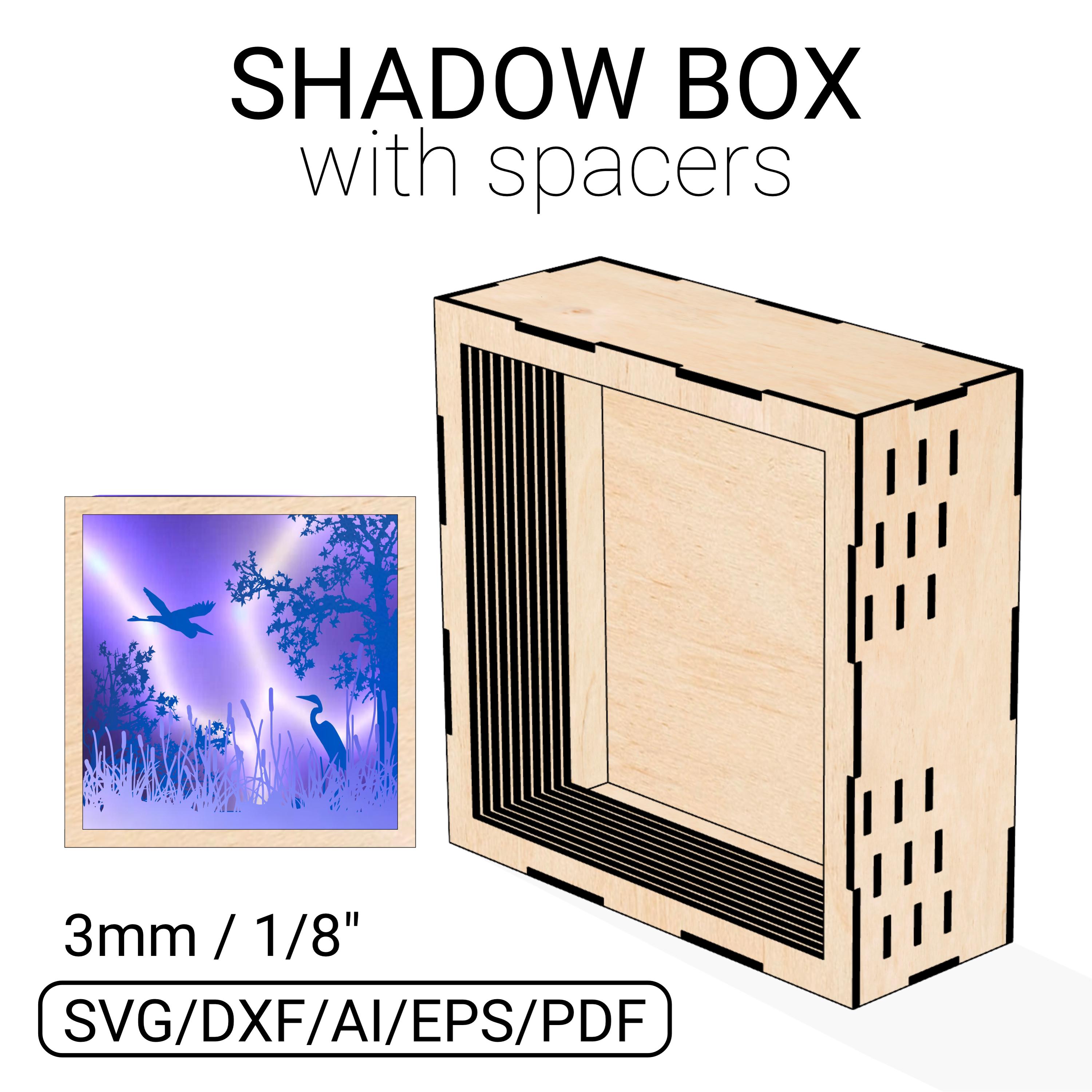 Laser Cut File of Shadow Box Frame With Spacers - 3D Light Box SVG File ...