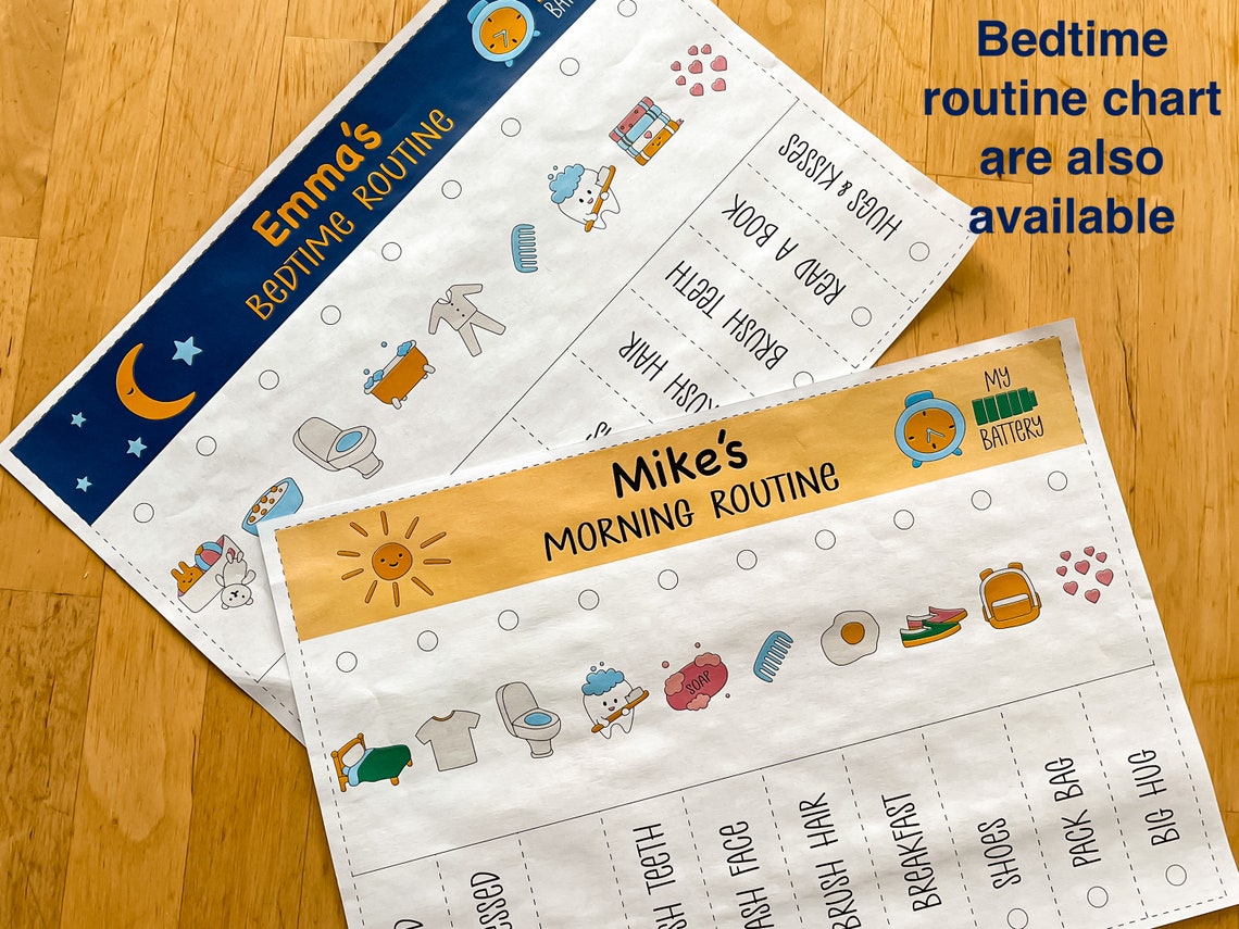 CUSTOMIZED Morning Routine Chart PDF - Chore Chart for Kids - Toddler ...