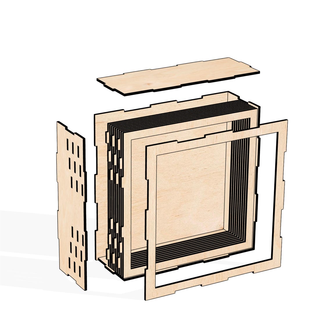 Laser Cut File of Shadow Box Frame With Spacers - 3D Light Box SVG File ...