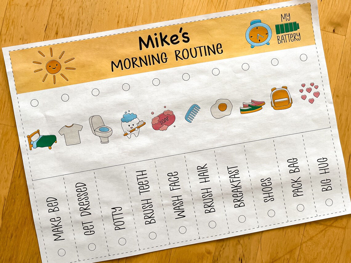 CUSTOMIZED Morning Routine Chart PDF Chore Chart for Kids Toddler ...