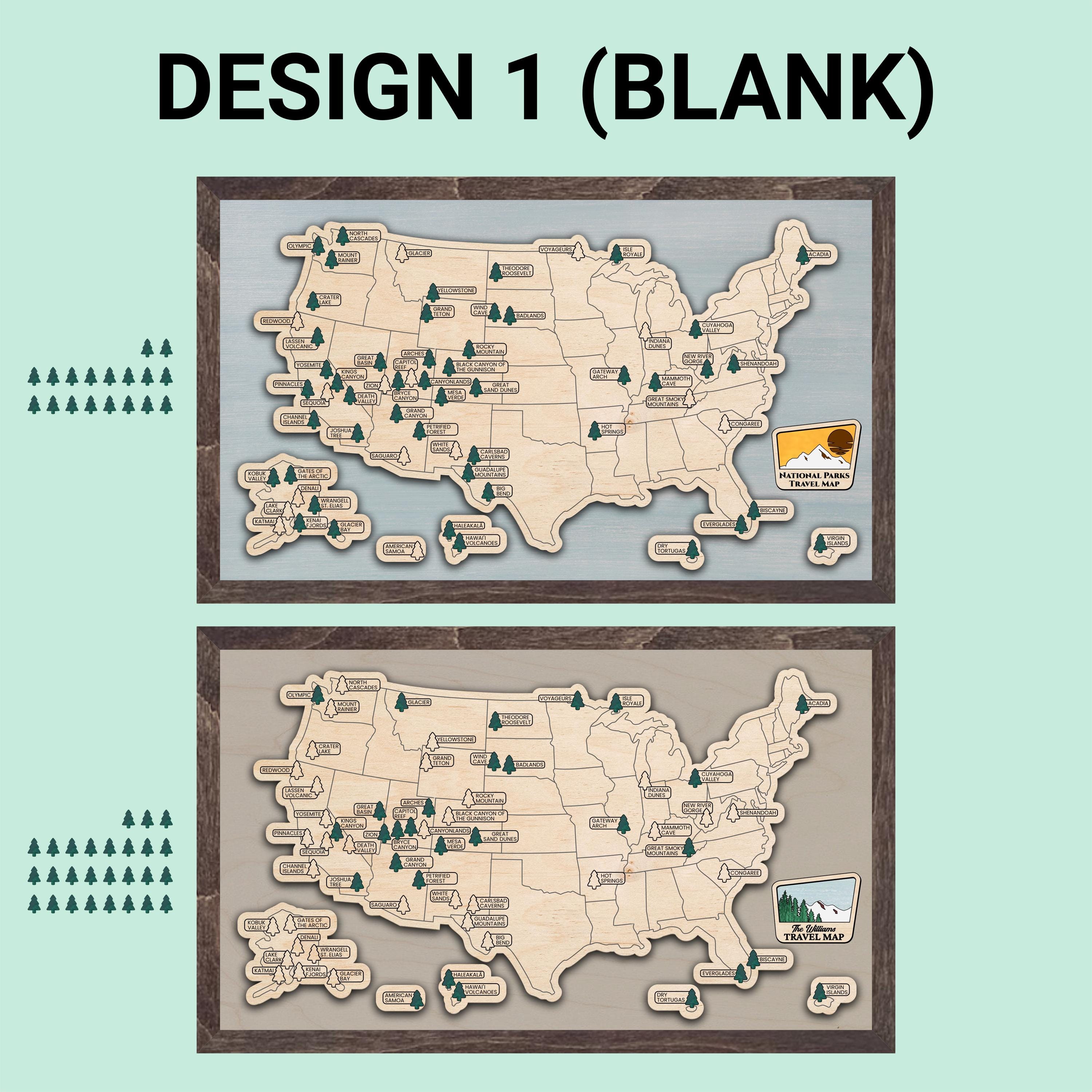 Laser Cut United States National Parks Travel Map SVG DXF File - 9 ...