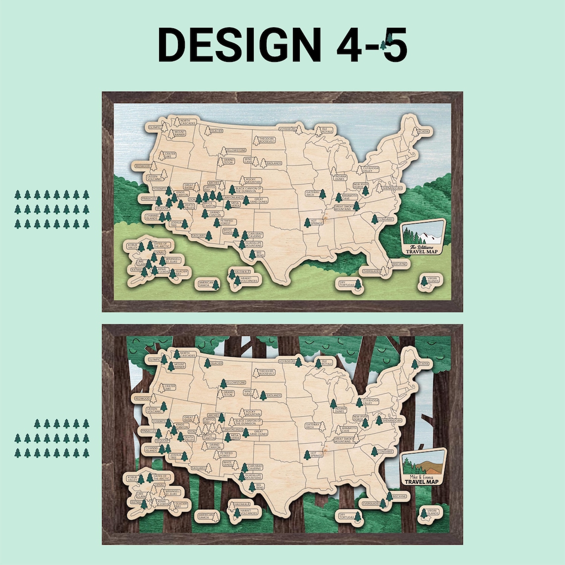 Laser Cut United States National Parks Travel Map SVG DXF File - 9 ...