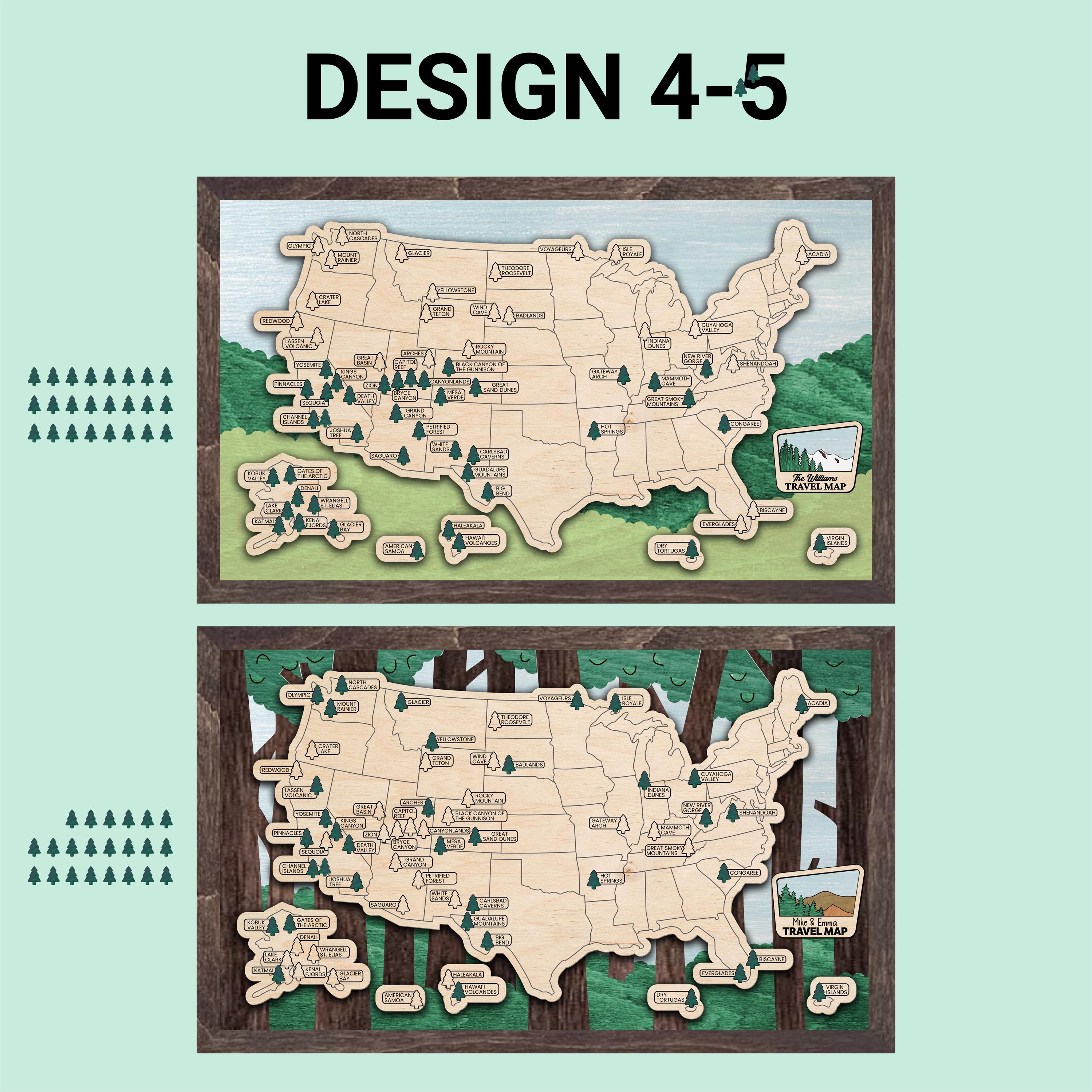 Laser Cut United States National Parks Travel Map SVG DXF File - 9 ...