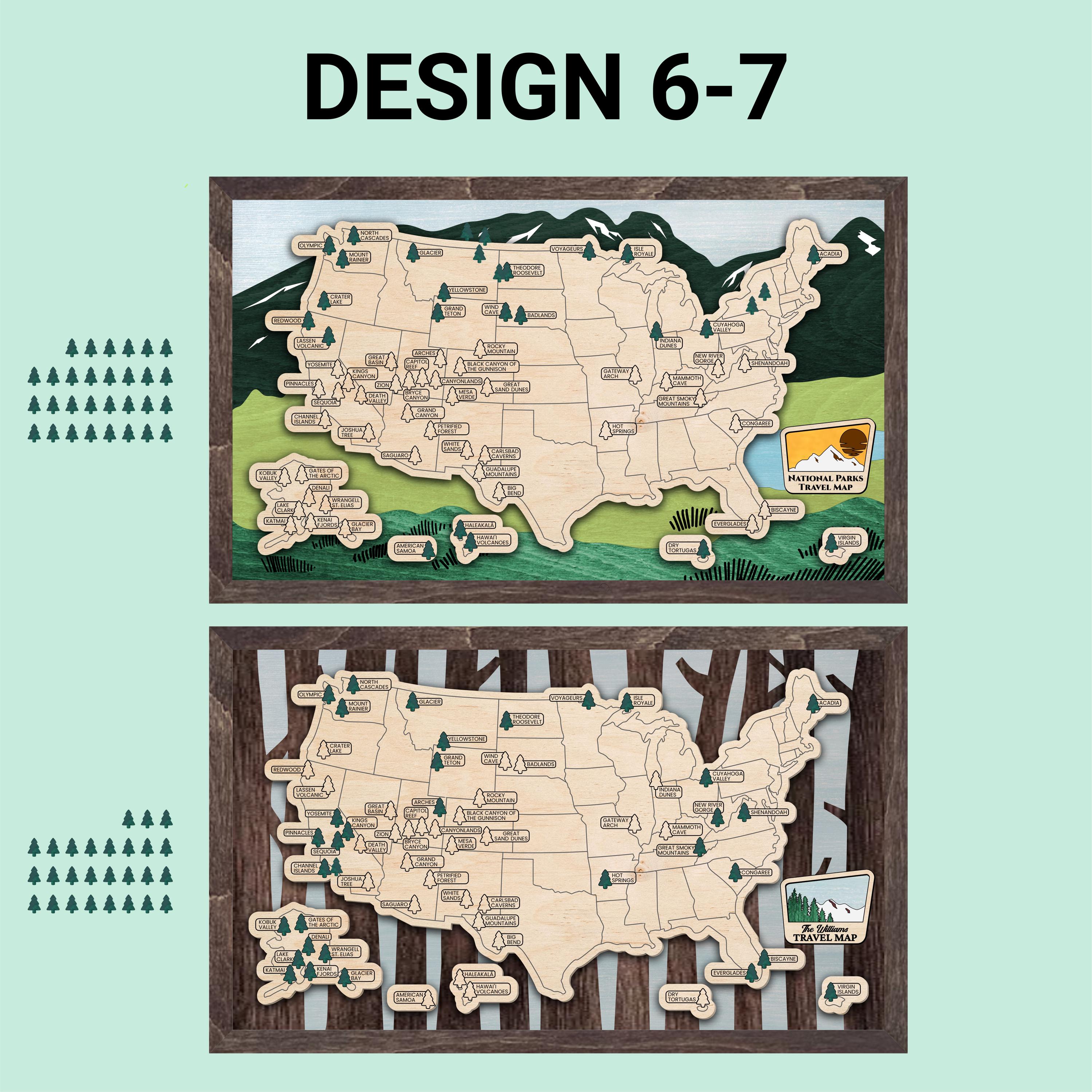 Laser Cut United States National Parks Travel Map SVG DXF File - 9 ...