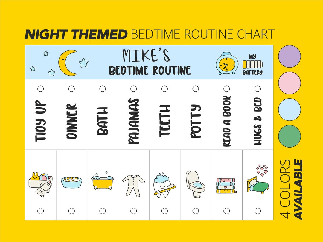 Bedtime Routine Chart for Toddler Kids Routine Chart Reward Chart for ...