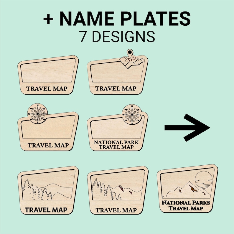Laser Cut United States National Parks Travel Map SVG DXF File - 9 ...