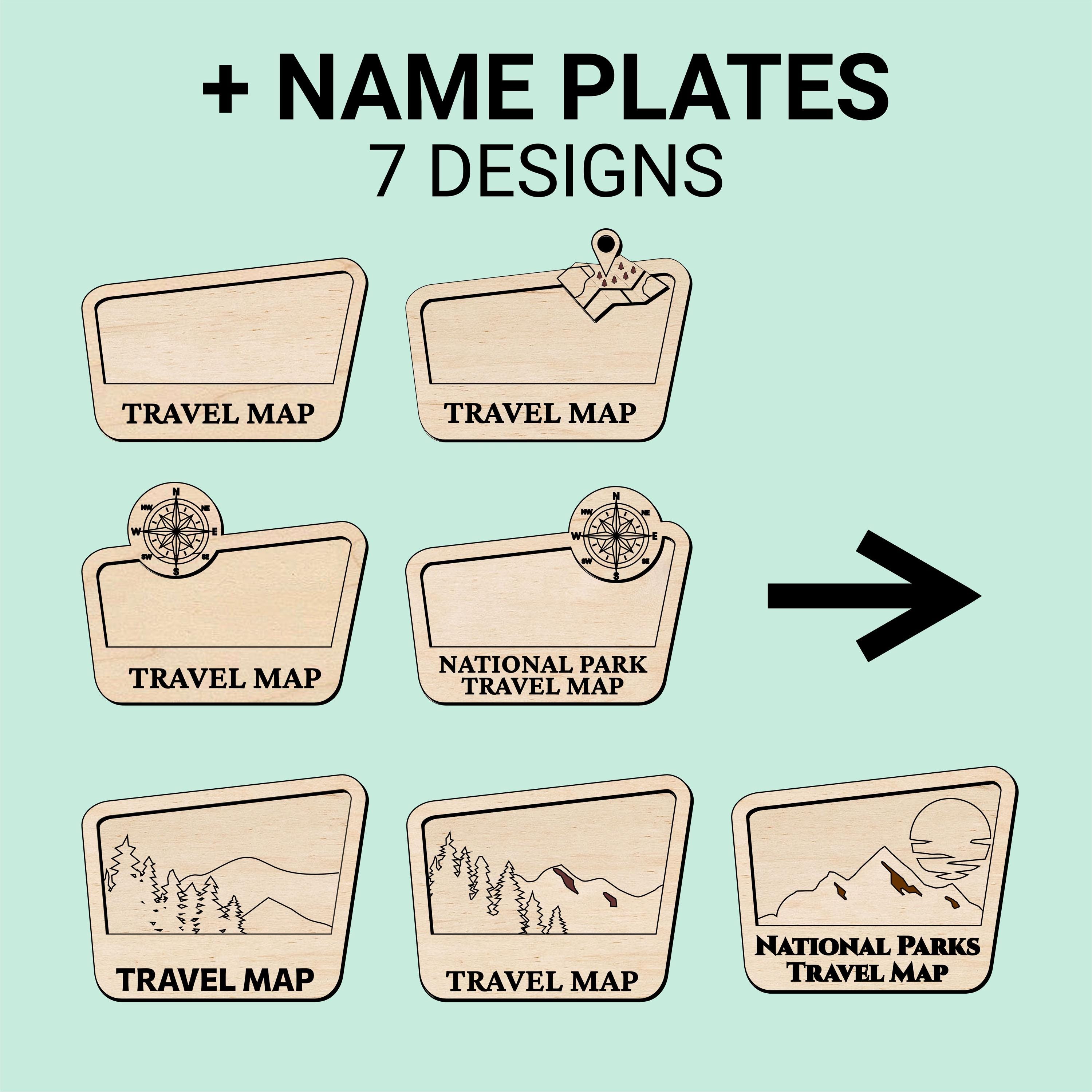 Laser Cut United States National Parks Travel Map SVG DXF File - 9 ...