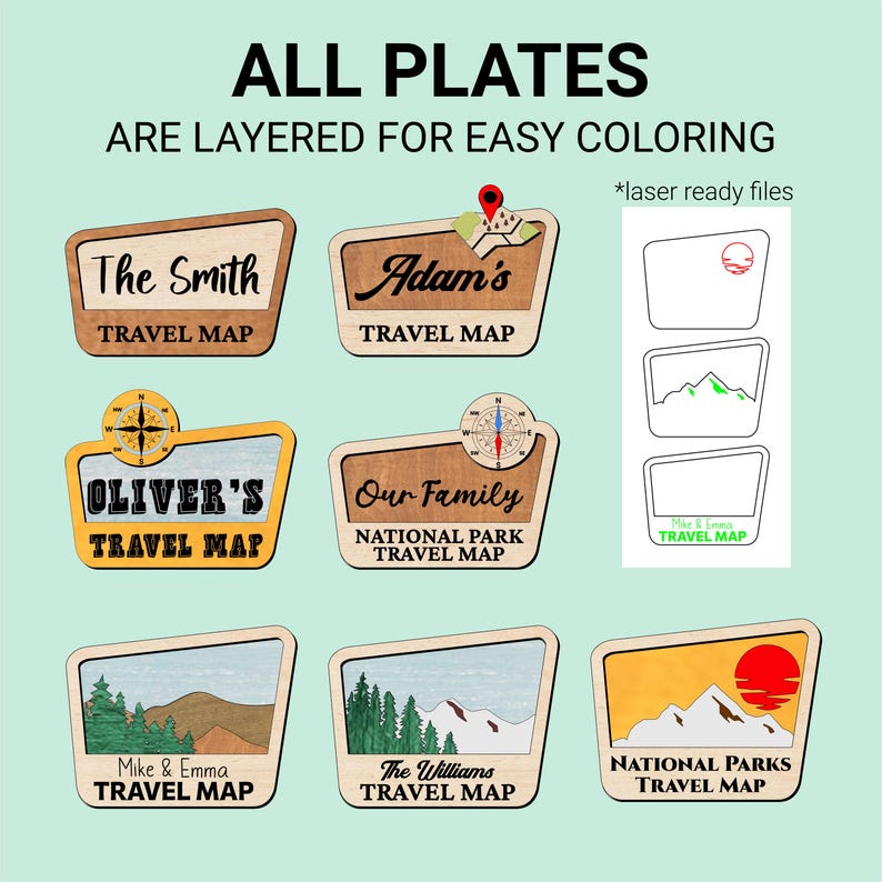 Laser Cut United States National Parks Travel Map SVG DXF File - 9 ...