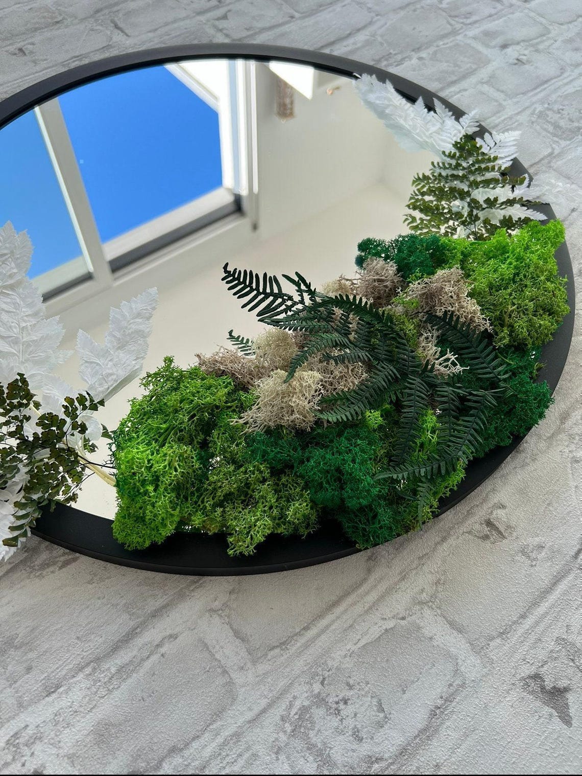 Timeless Moss and Fern Wall Mirror - Handcrafted, Customizable Greenery ...