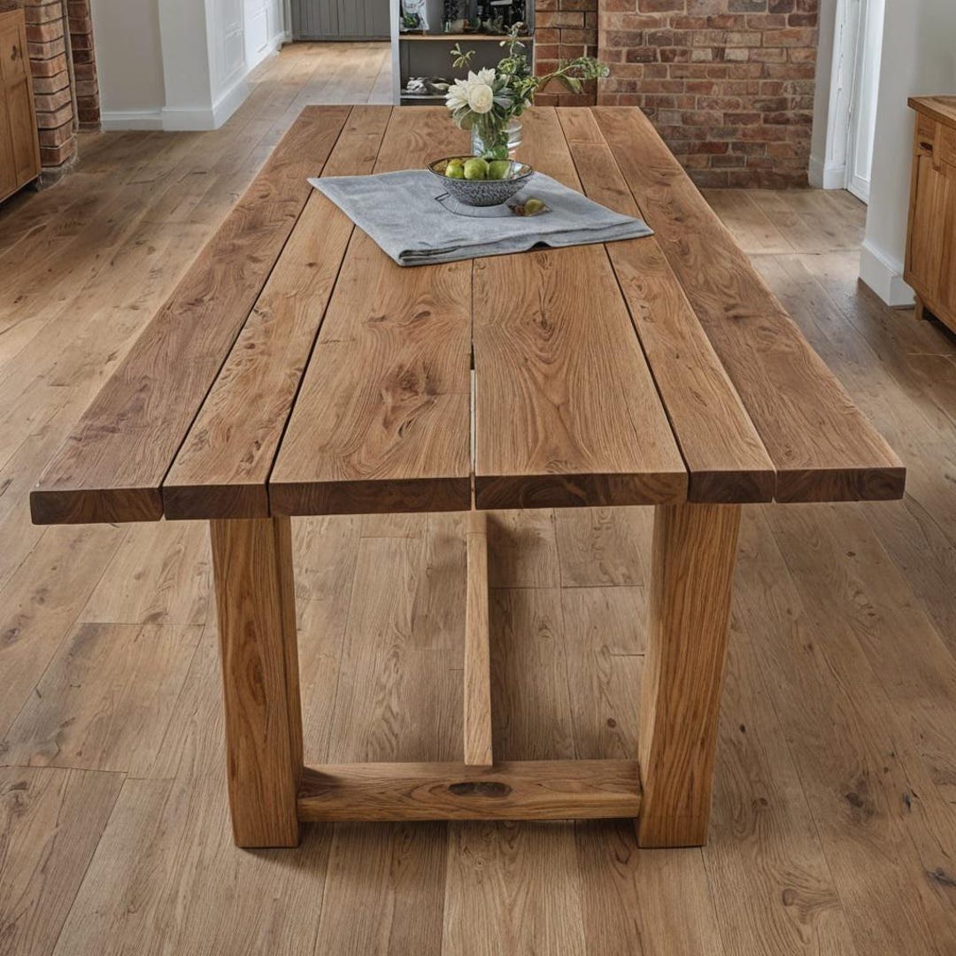 Rustic Solid Wood Dining Table - Handcrafted Office & Conference Table ...