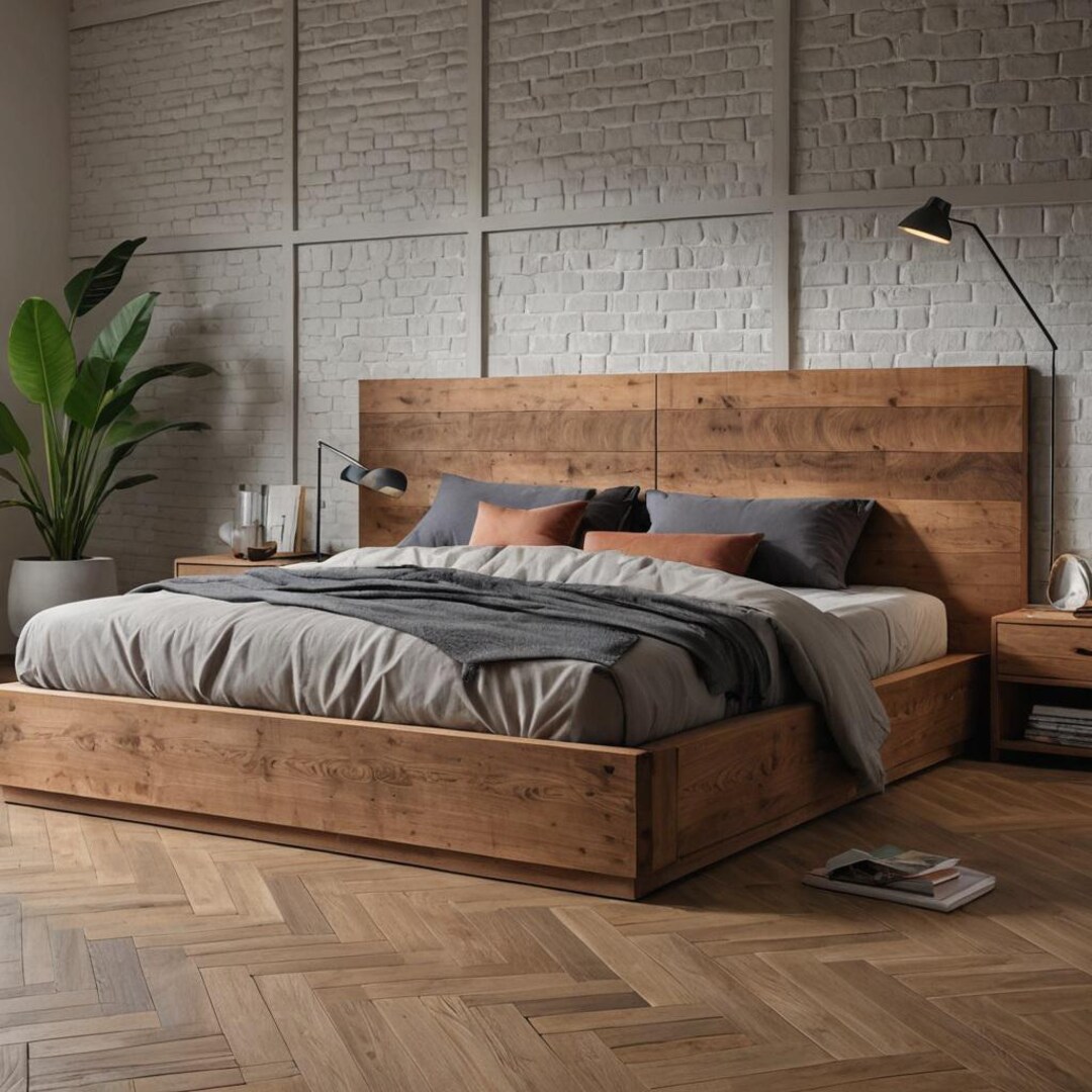 Solid Oak Wood Bed Frame, 100% Custom Bedframe, Low Profile, Avail ...