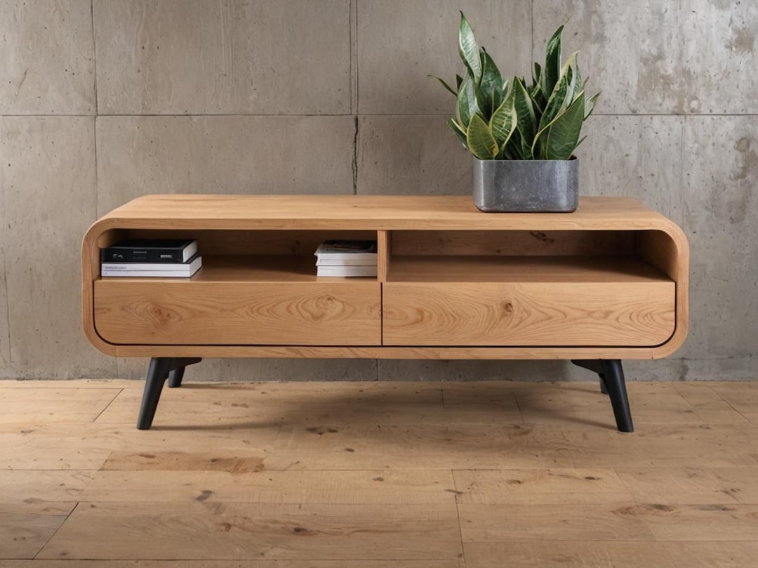 Oak Lowboard / Sideboard / Walnut Console Table / TV Unit / Living Room ...