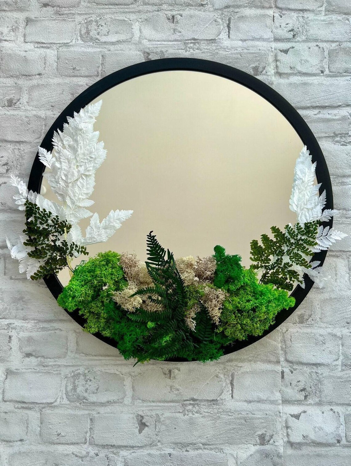 Timeless Moss and Fern Wall Mirror - Handcrafted, Customizable Greenery ...
