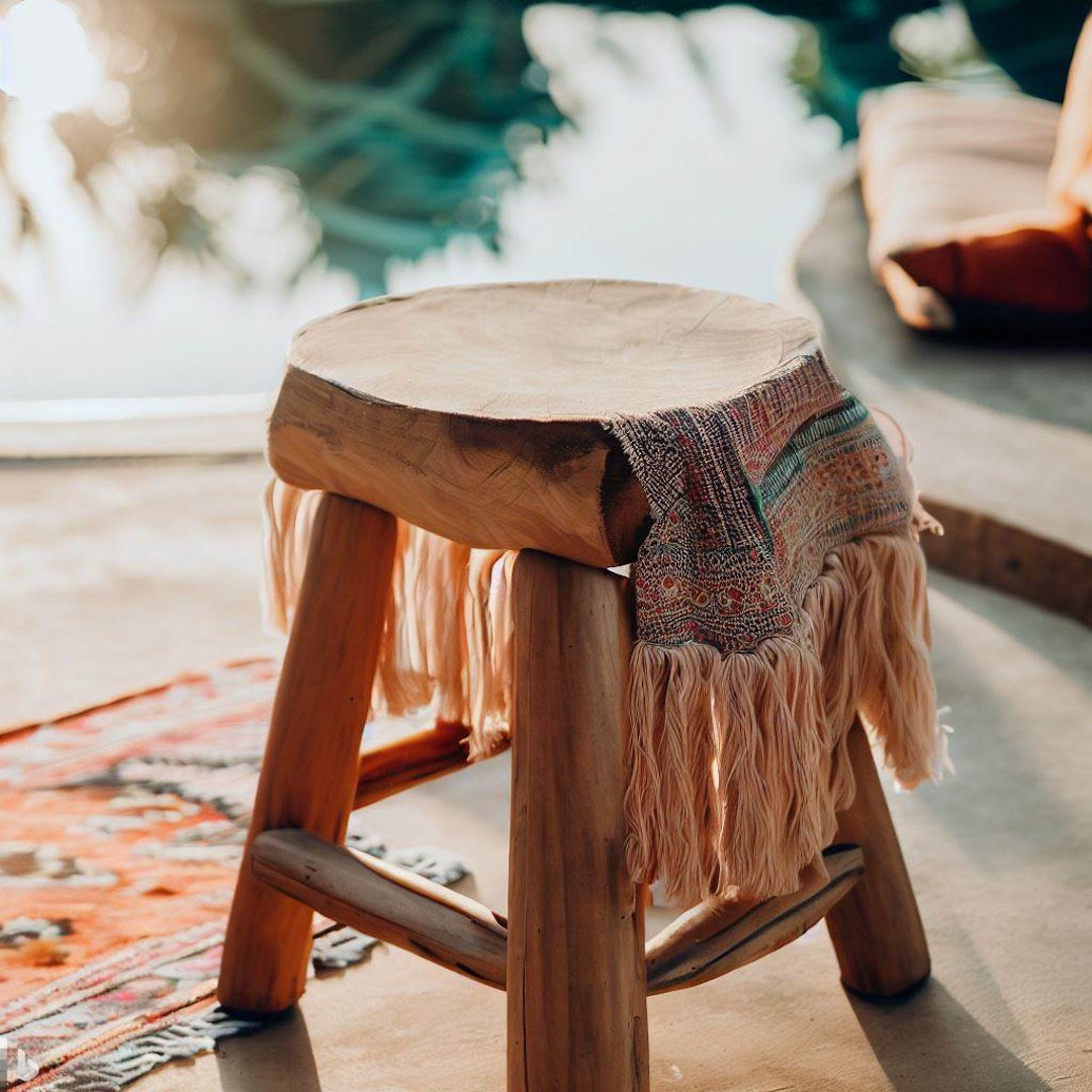 Wooden Stool / Side Table / Plant Stool / Handmade Stool / Round Stool ...