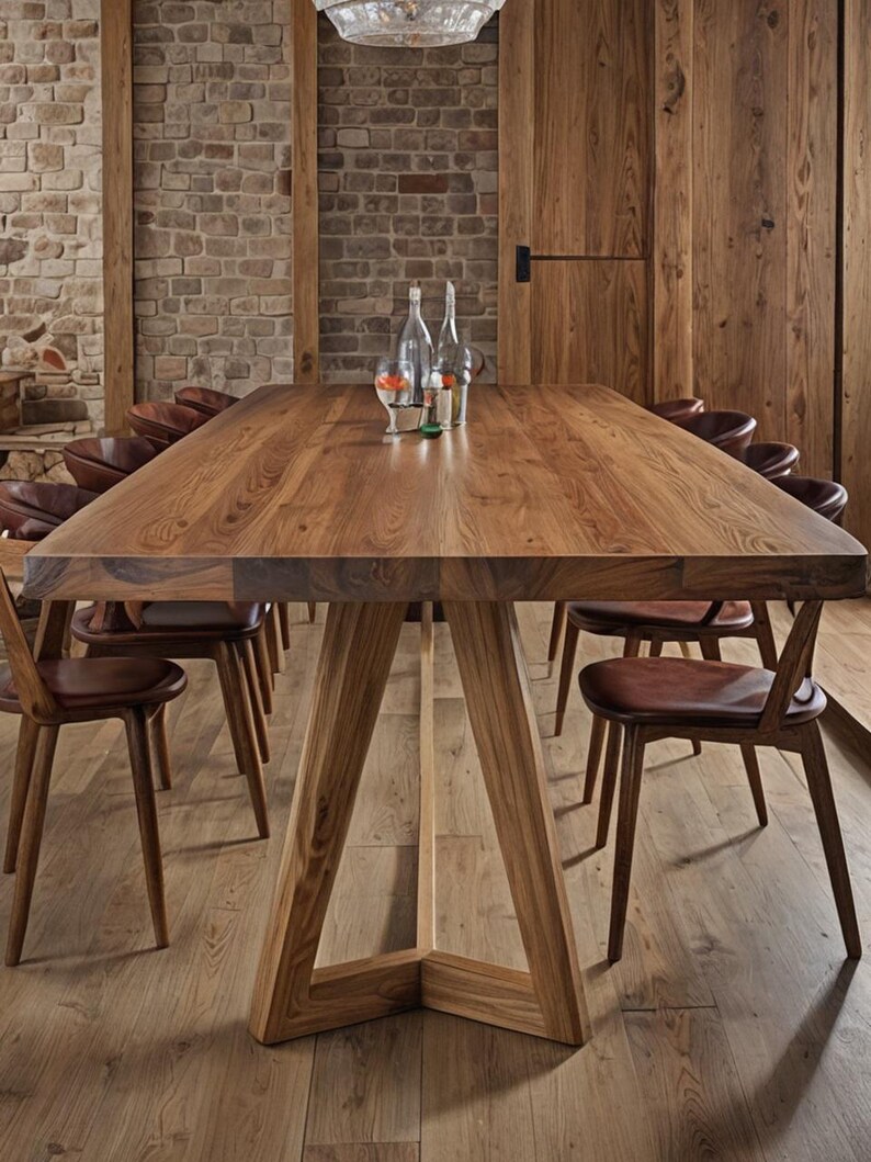 Rustic Solid Wood Dining Table Handcrafted Office & Conference Table ...