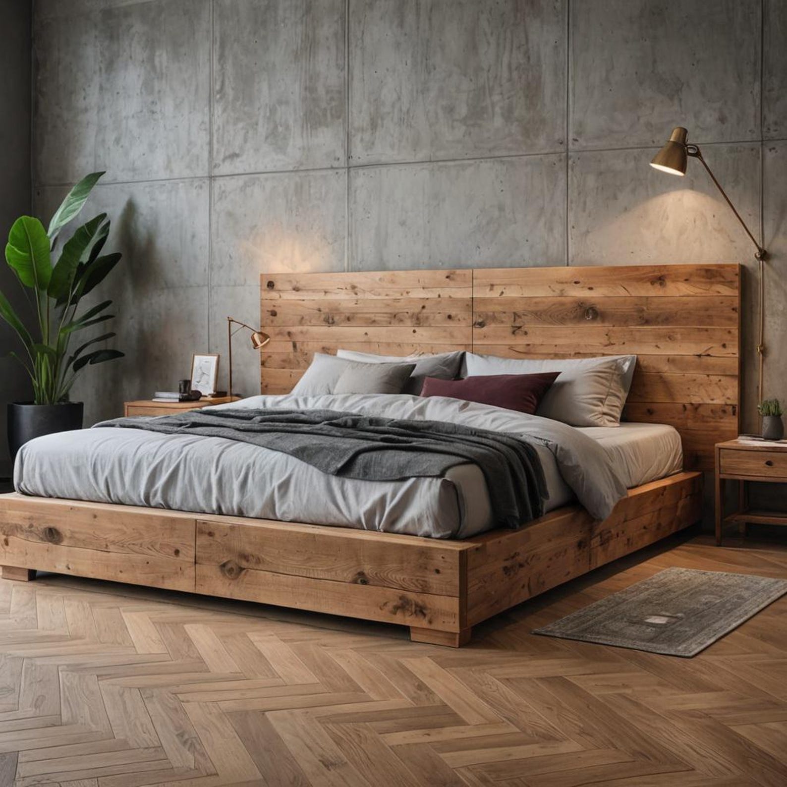 Solid Oak Wood Bed Frame, 100% Custom Bedframe, Low Profile, Avail ...