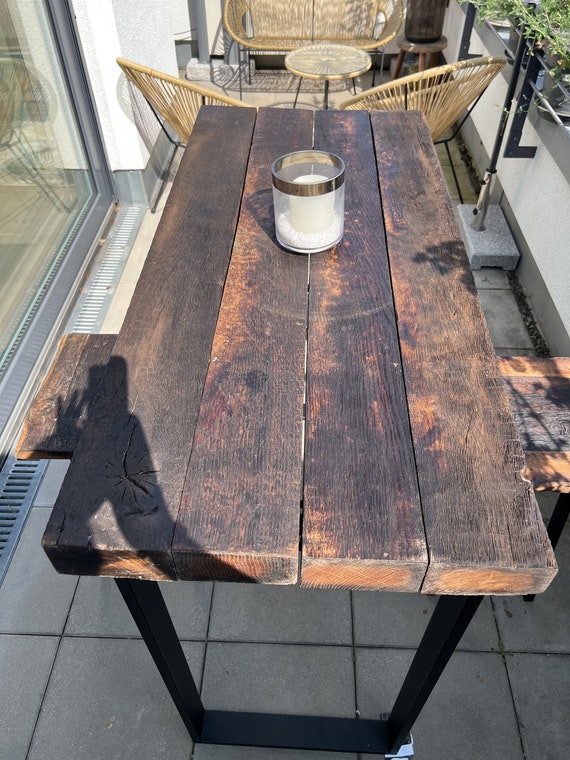 Rustic Reclaimed Wood Bar Table and Stools Set Handcrafted Garden Patio Furniture Outdoor Terrace Dining Furniture Etsy