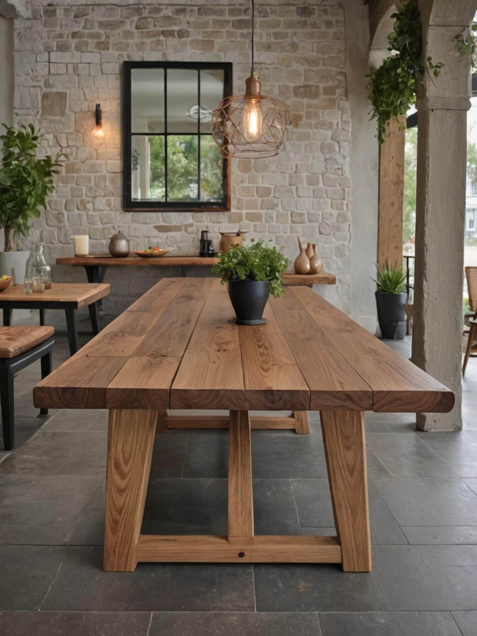Rustic Solid Wood Dining Table - Handcrafted Office & Conference Table ...