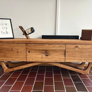 Reclaimed Wood Console Table With Drawers, TV Lowboard, Solid Wood ...