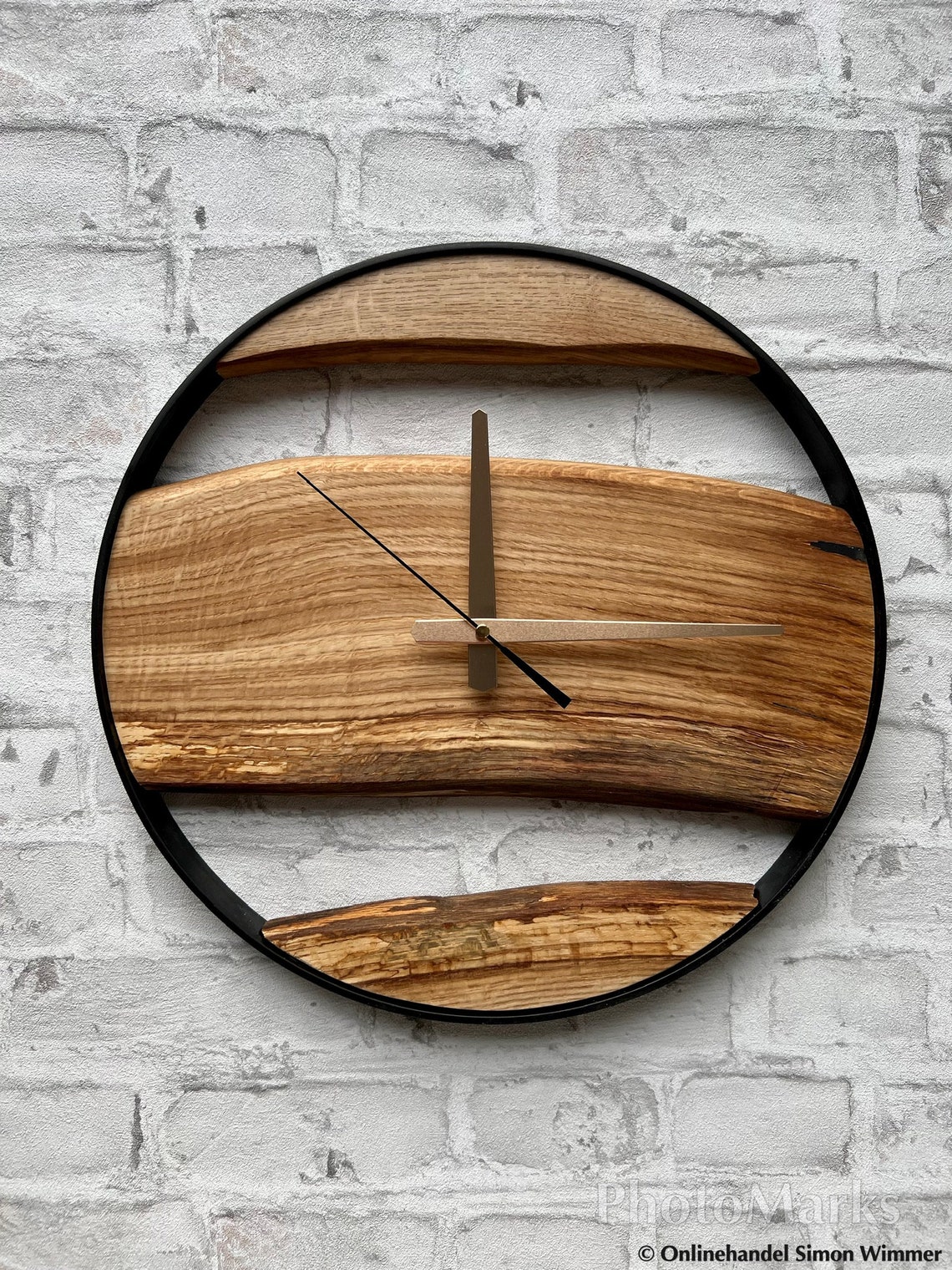 Rustic Wood Metal Wall Clock Live-edge Decor, Unique Handmade ...
