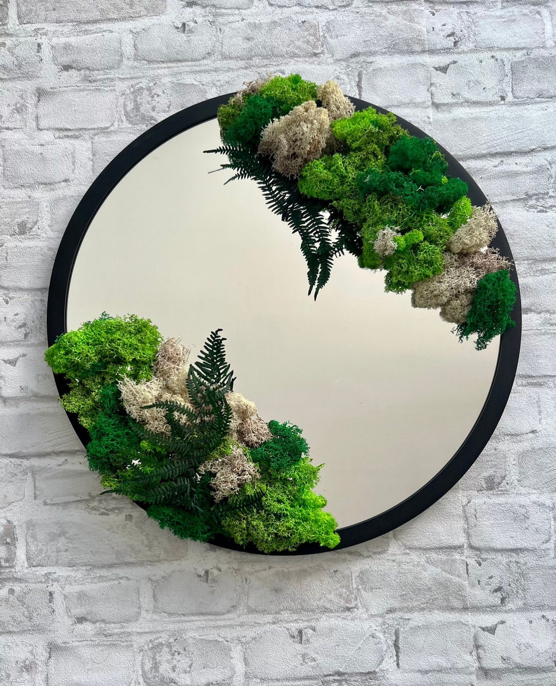 Timeless Moss and Fern Wall Mirror Handcrafted, Customizable Greenery ...
