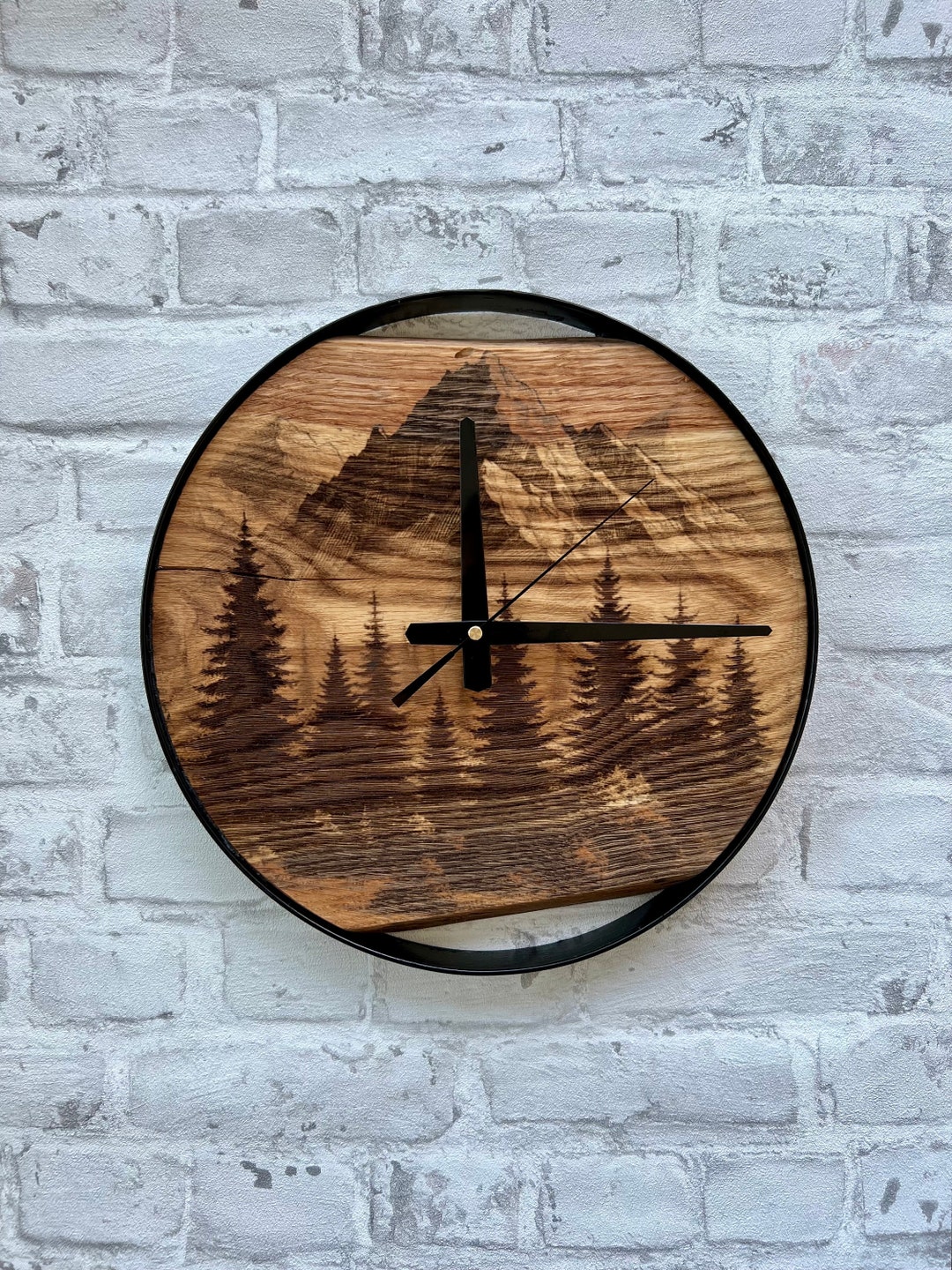 Nature Inspired Wood & Metal Wall Clock Handcrafted Industrial Design ...