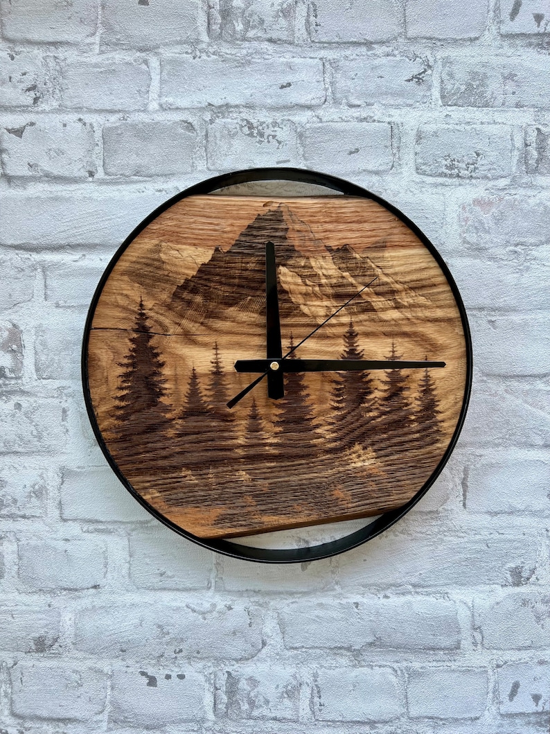 Nature Inspired Wood & Metal Wall Clock Handcrafted Industrial Design ...