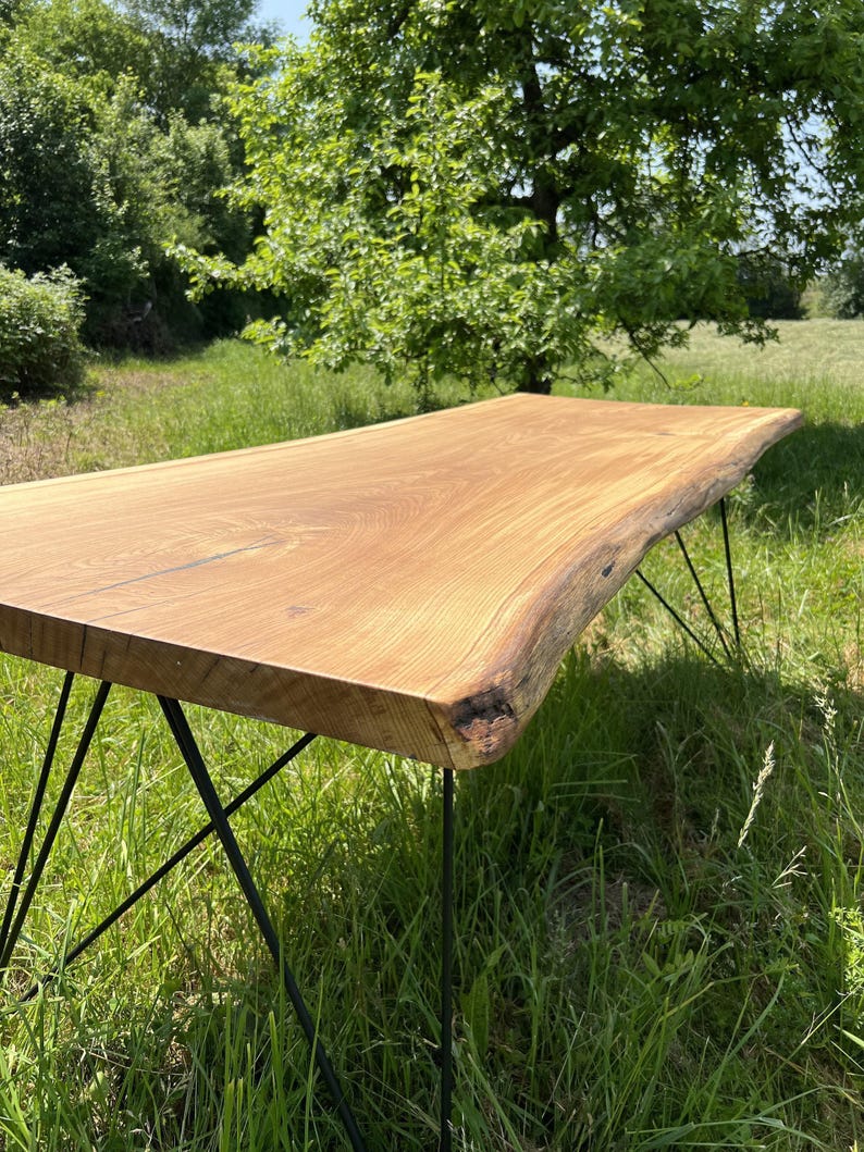 Oak Live Edge Dining Table, Long and Narrow, Solid Wood Table With ...