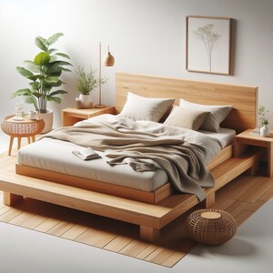 Solid Oak Wood Bed Frame, 100% Custom Bedframe, Low Profile, Avail ...