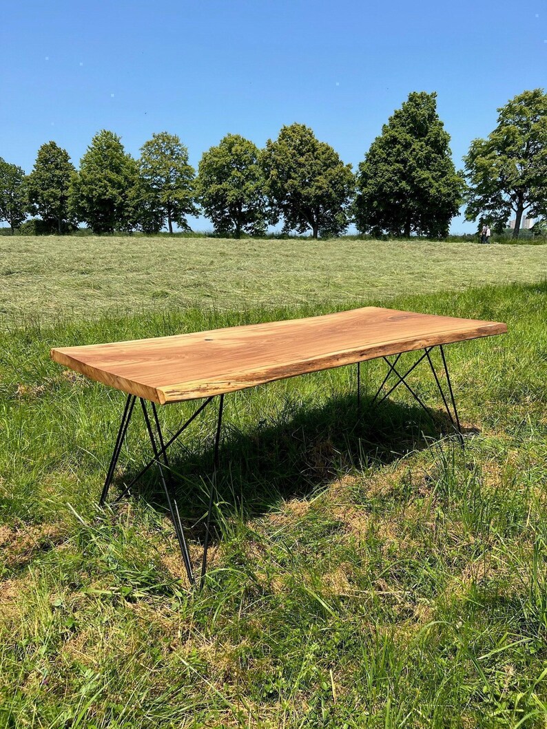 Oak Live Edge Dining Table, Long and Narrow, Solid Wood Table With ...
