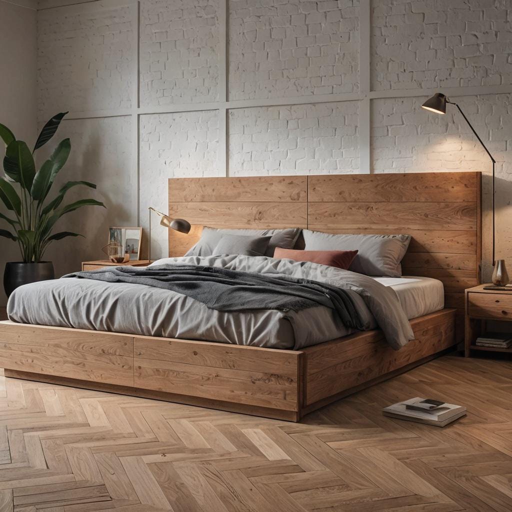 Solid Oak Wood Bed Frame, 100% Custom Bedframe, Low Profile, Avail ...