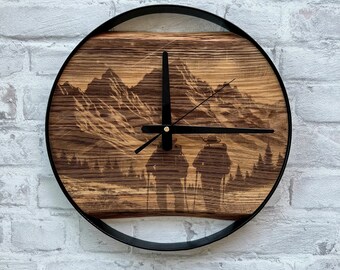 Nature Inspired Wood & Metal Wall Clock Handcrafted Industrial Design ...