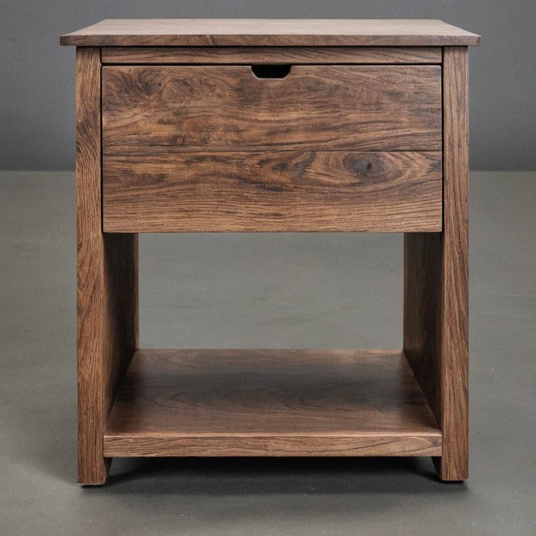 Solid Wood Bedside Table in Oak and Walnut, Modern Bedside Table With ...
