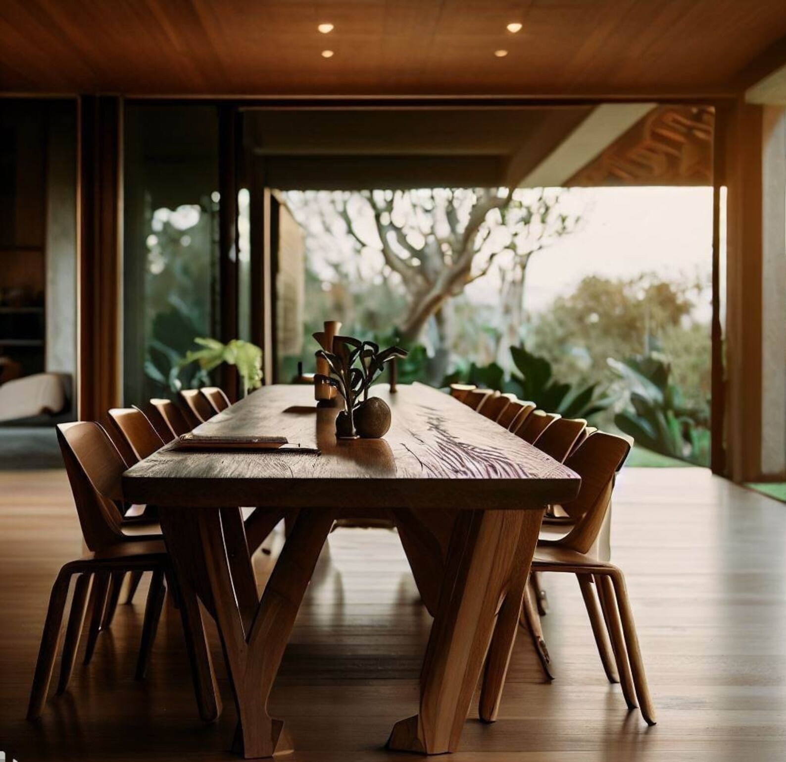 Rustic Solid Wood Dining Table Handcrafted Office & Conference Table ...