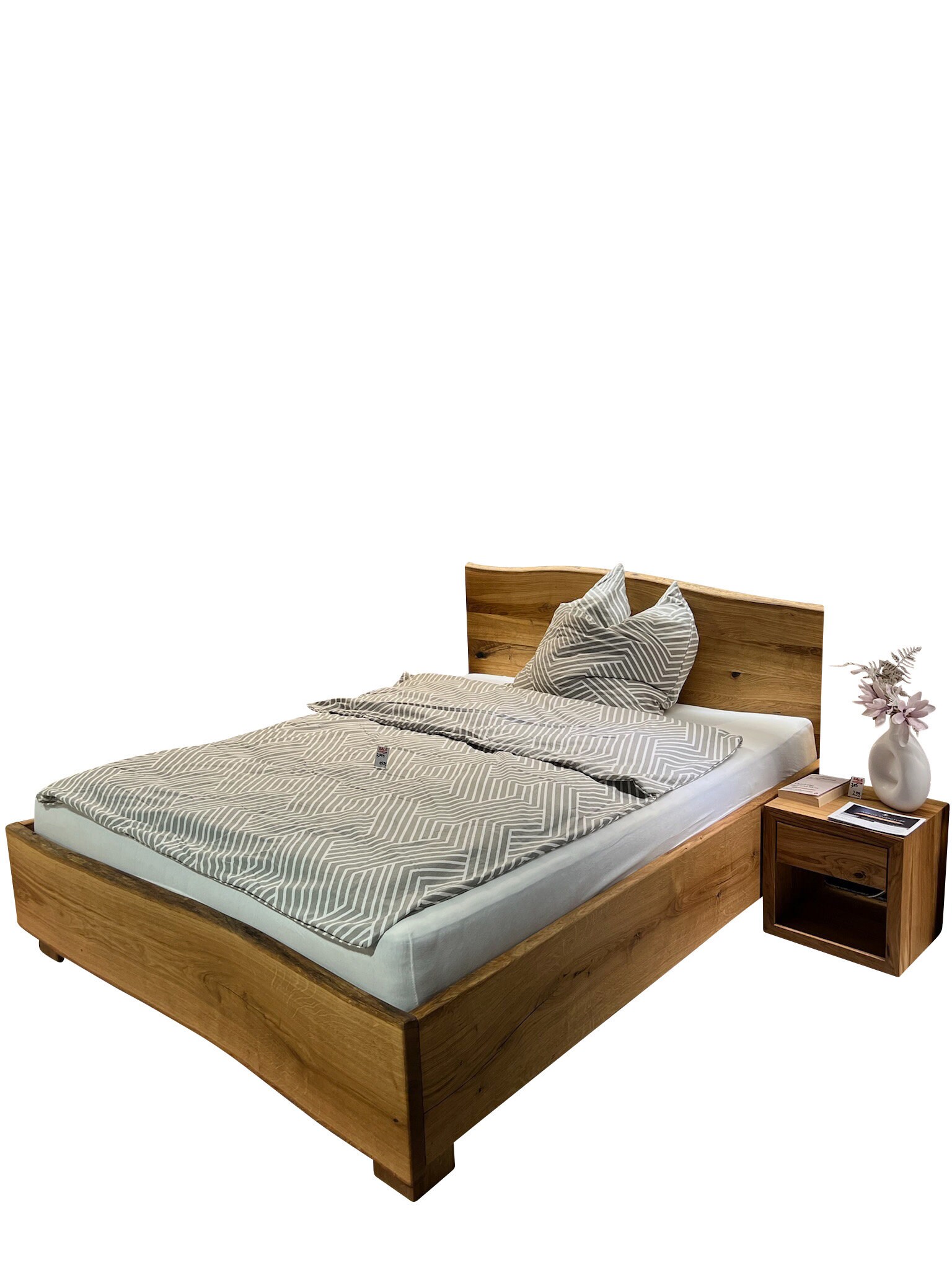 Solid Oak Bed Frame and Headboard, 100% Natural Live Edge, Avail Sizes ...