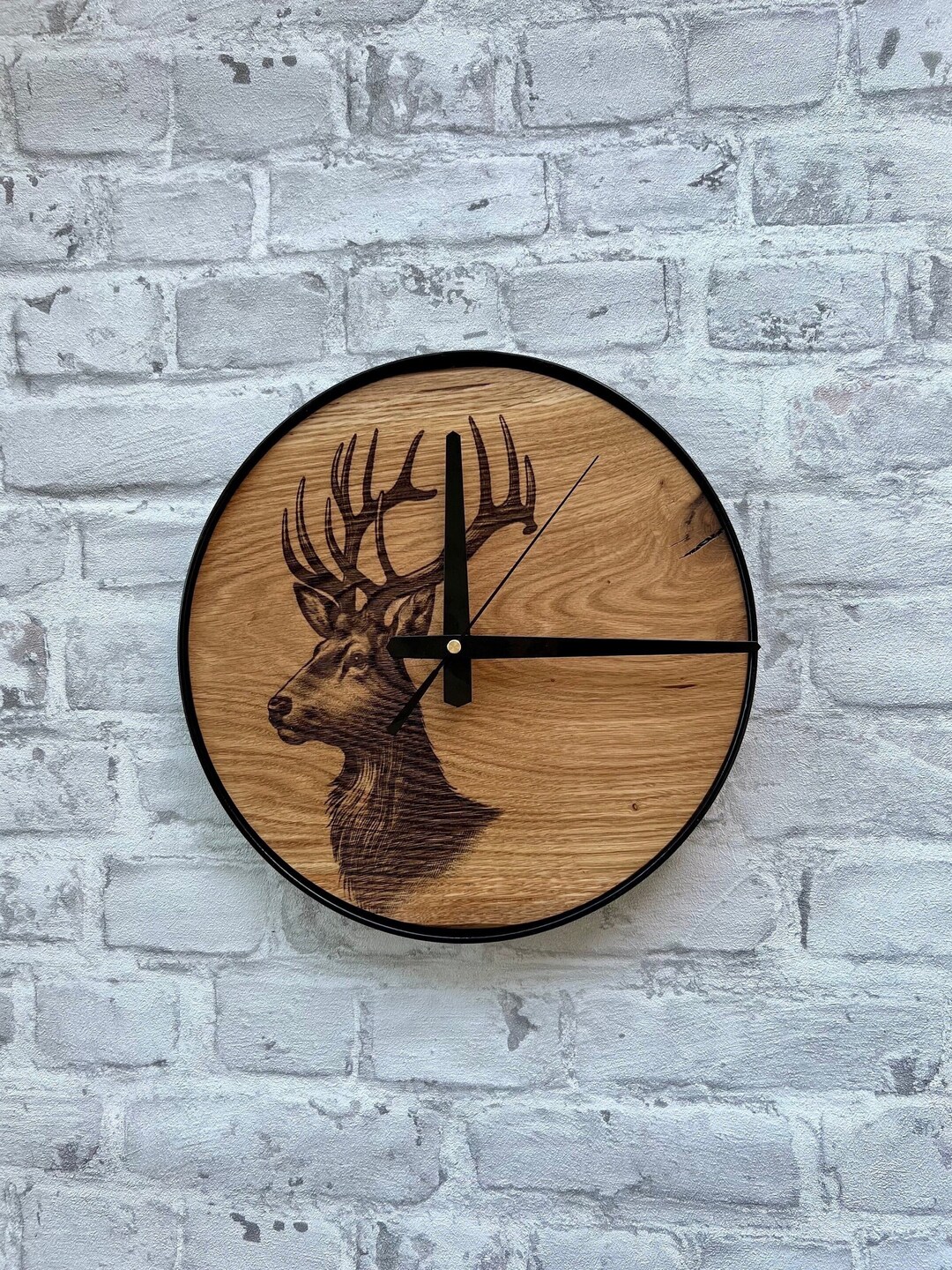 Deer Wall Clock, Carved Wood Wall Clocks, Silent Round Themed Clock ...