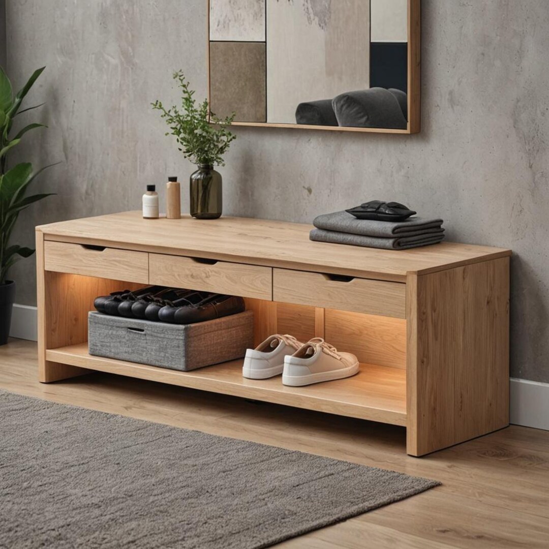 Shoe Rack Bench, Solid Oak Shoe Bench, Shoe Rack With Seat, Shoe Bench ...