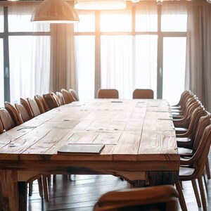 Rustic Solid Wood Dining Table Handcrafted Office & Conference Table ...