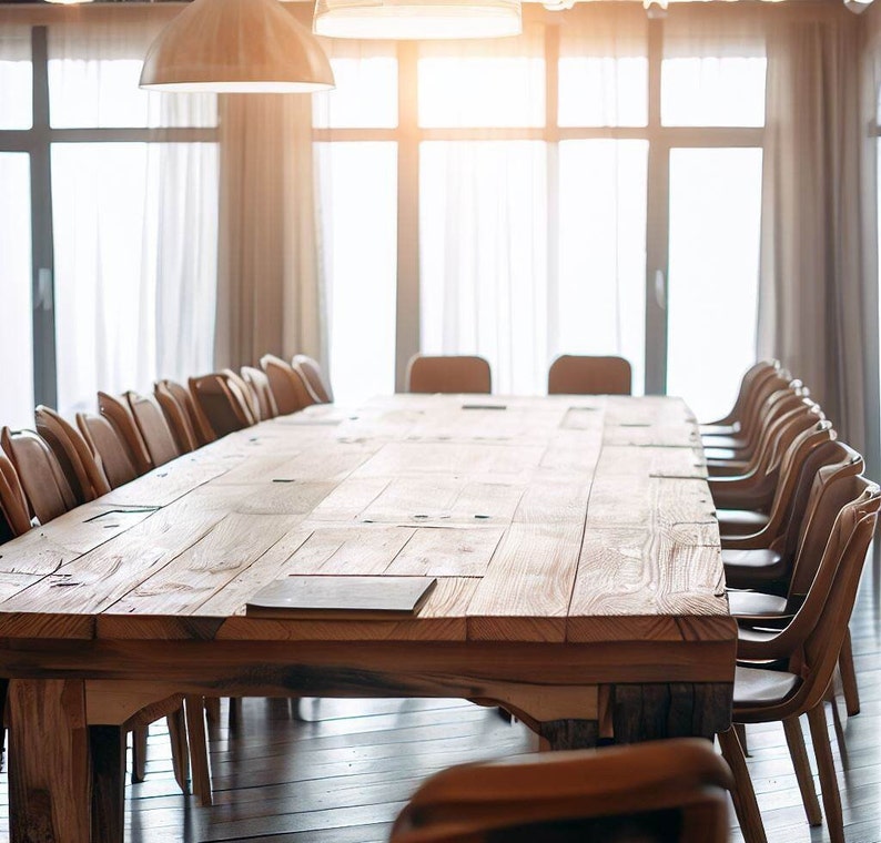 Rustic Solid Wood Dining Table Handcrafted Office & Conference Table ...