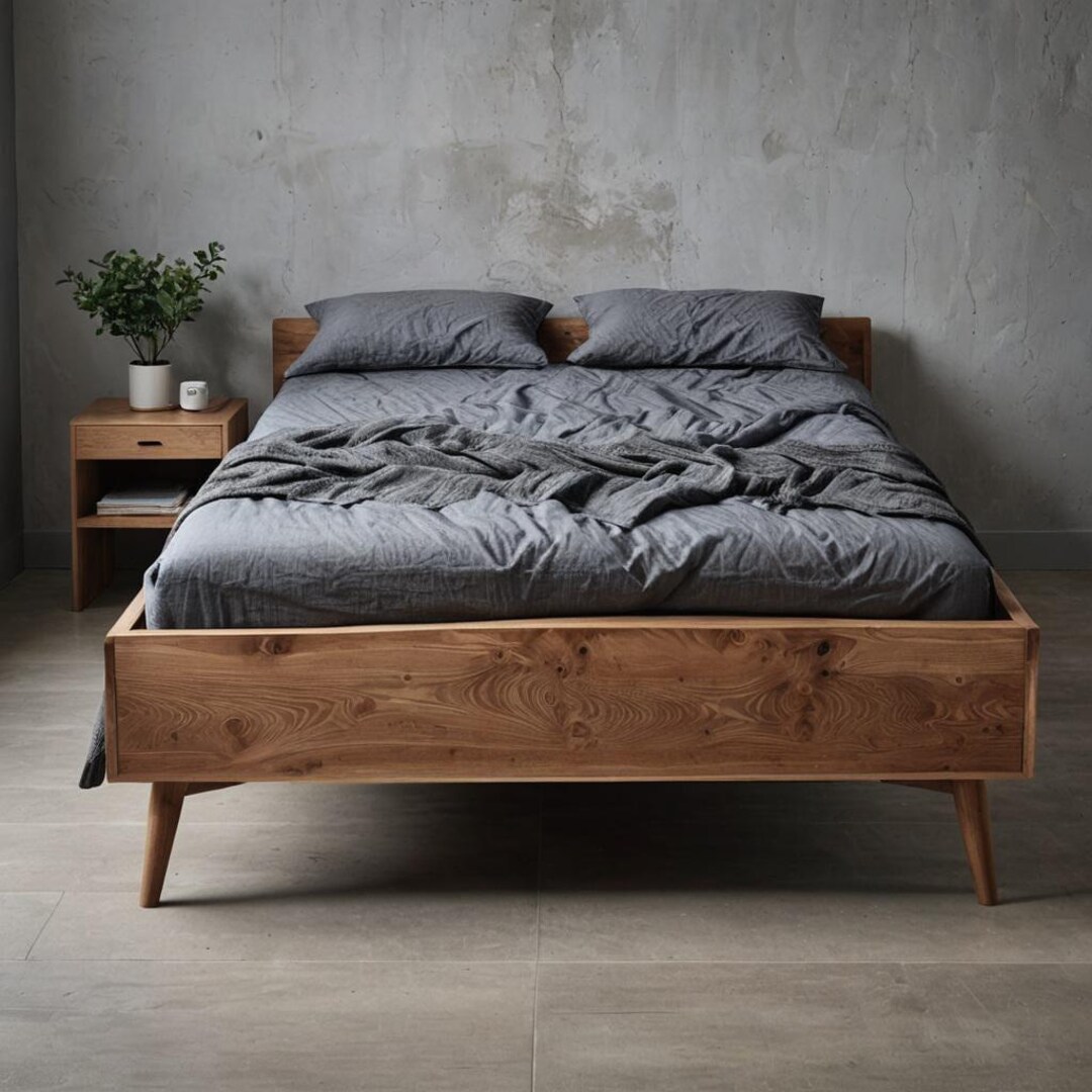 Solid Oak Bed Frame and Headboard, 100% Natural Live Edge, Avail Sizes ...