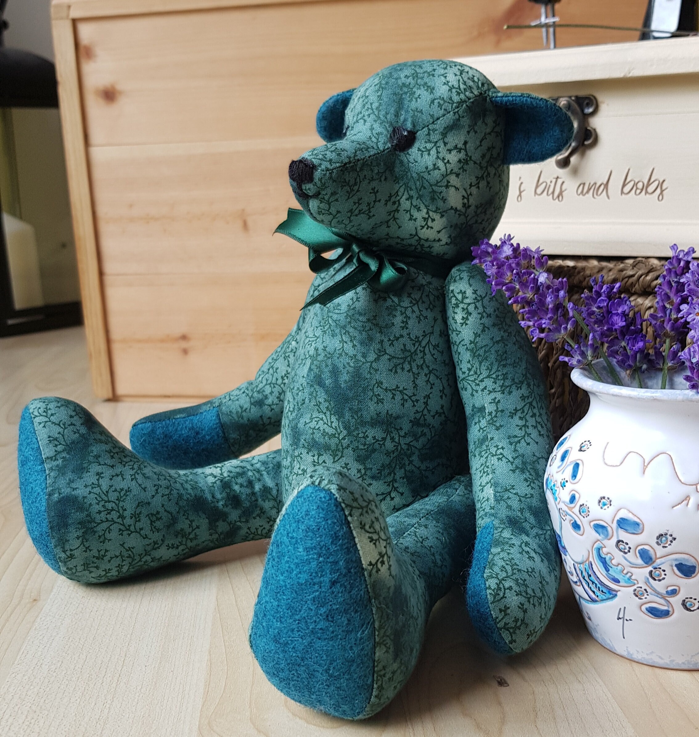 Toy Teddy Bear Bryson the Batik Bear - Etsy UK