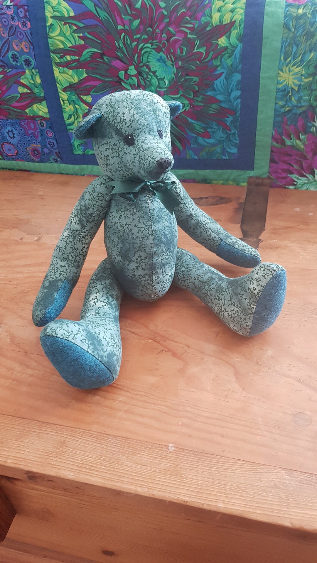 Toy Teddy Bear Bryson the Batik Bear - Etsy