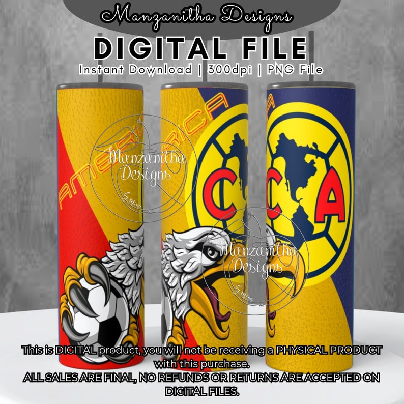 Club America Sublimation Tumbler Full Wrap | 20 Oz Straight Tumbler ...