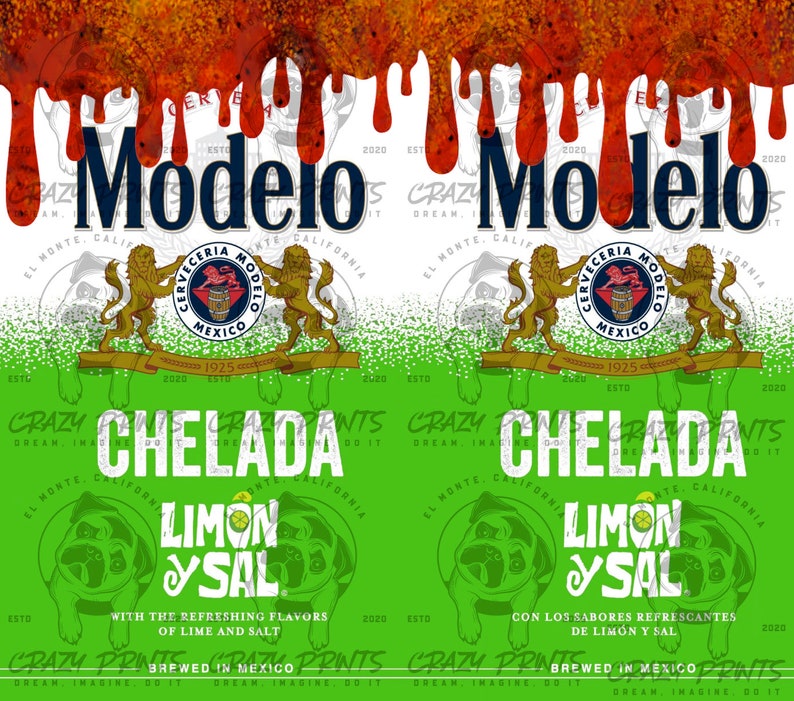 8 Pack Modelo Chelada With and Without Chamoy Rim Seamless Sublimation ...