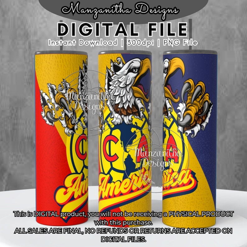 Club America Sublimation Tumbler Full Wrap | 20 Oz Straight Tumbler ...