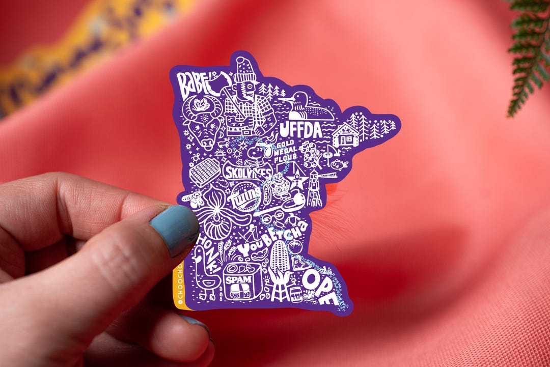 Minnesota Sticker: Hand-drawn Vinyl Waterproof Matte Sticker - Etsy