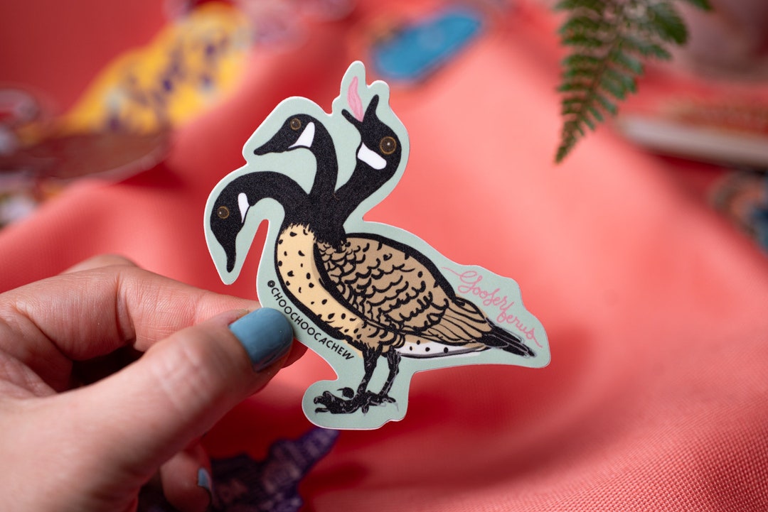 Gooserberus, Three Headed Canada Goose Sticker- 3" Waterproof Sticker ...