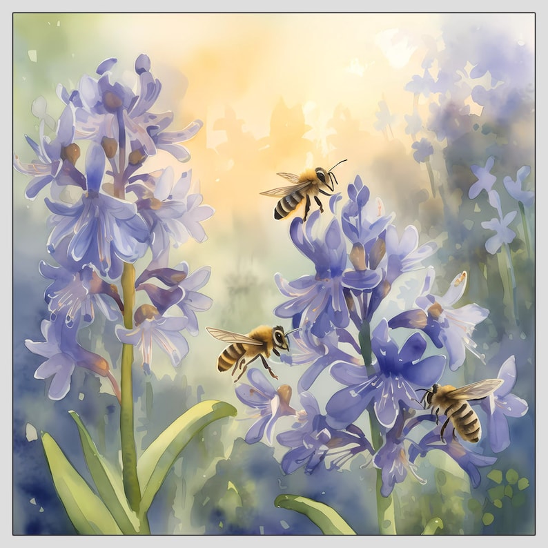 Beltane Altar Art Honey Bees With Spring Flowers Pagan Art Wiccan Art ...